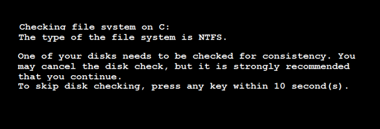 FIXED: One of your disks needs to be checked for consistency | EASSOS BLOG